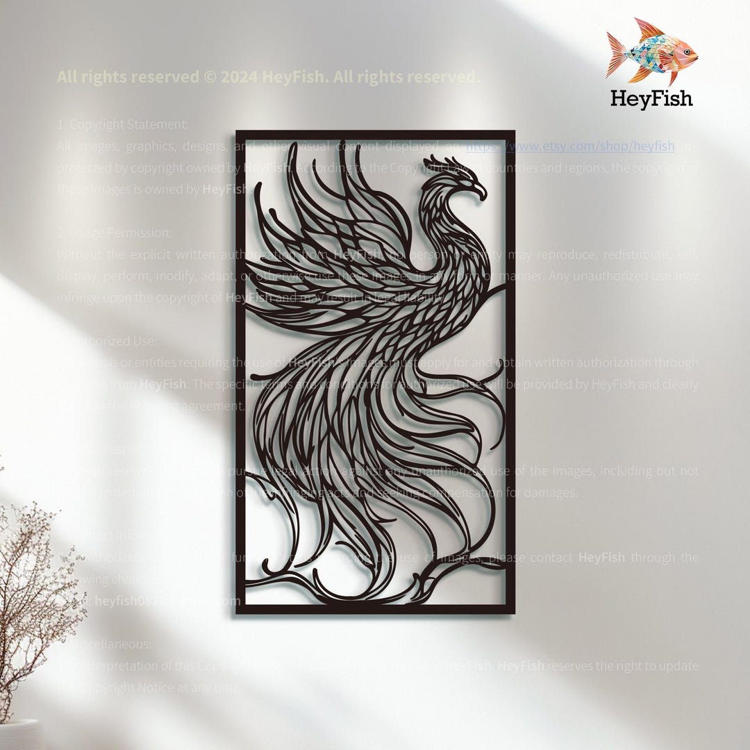 Metal Phoenix Wall Art: Fantasy Creatures Decoration, Imaginary Animal ...