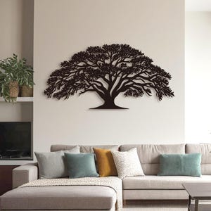 Metal Tree Silhouette Wall Decor, Metal Tree Wall Art, Living Room Wall ...
