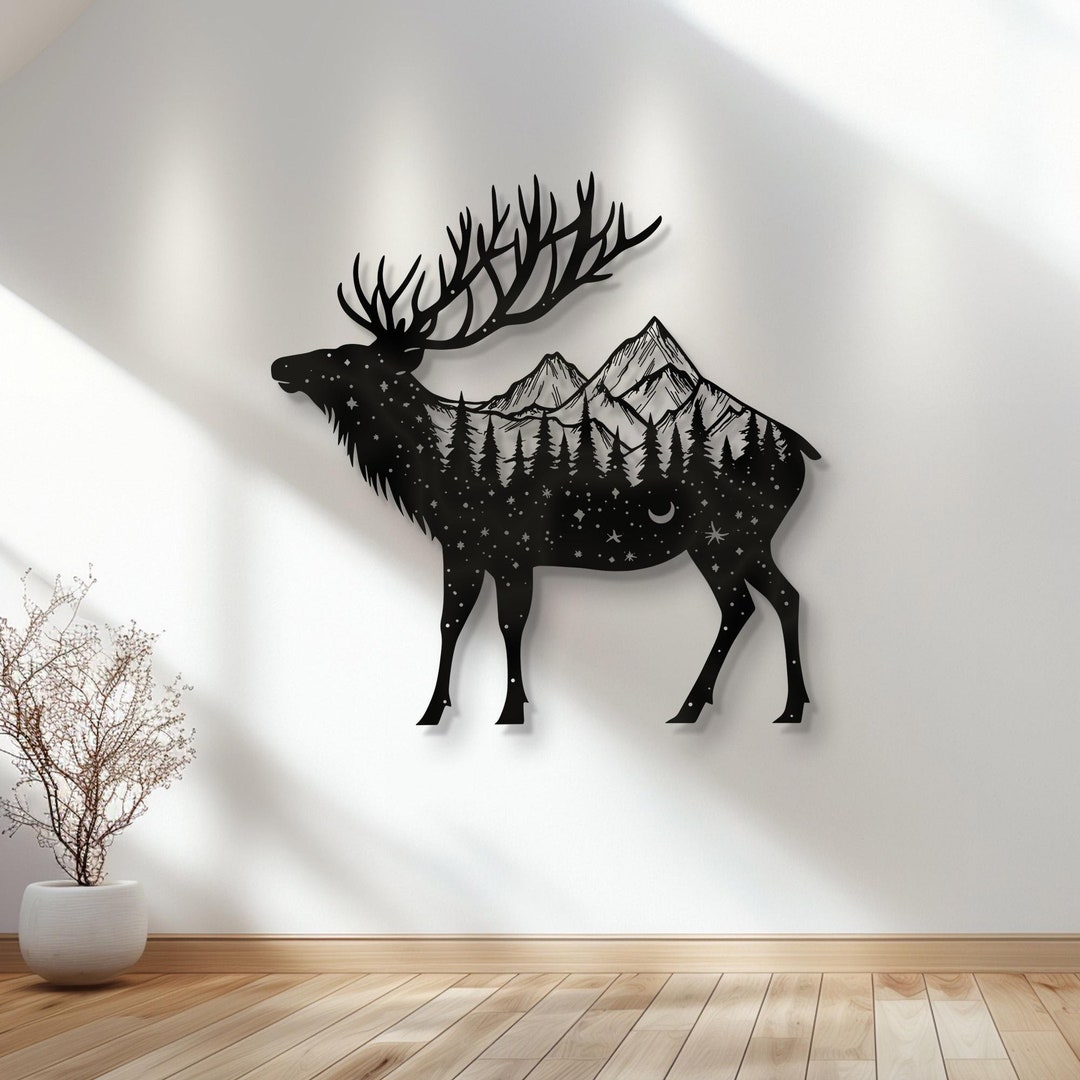 Metal Peak Elk Wall Art,metal Forest Elk Decor,jungle Elk Decor,large ...