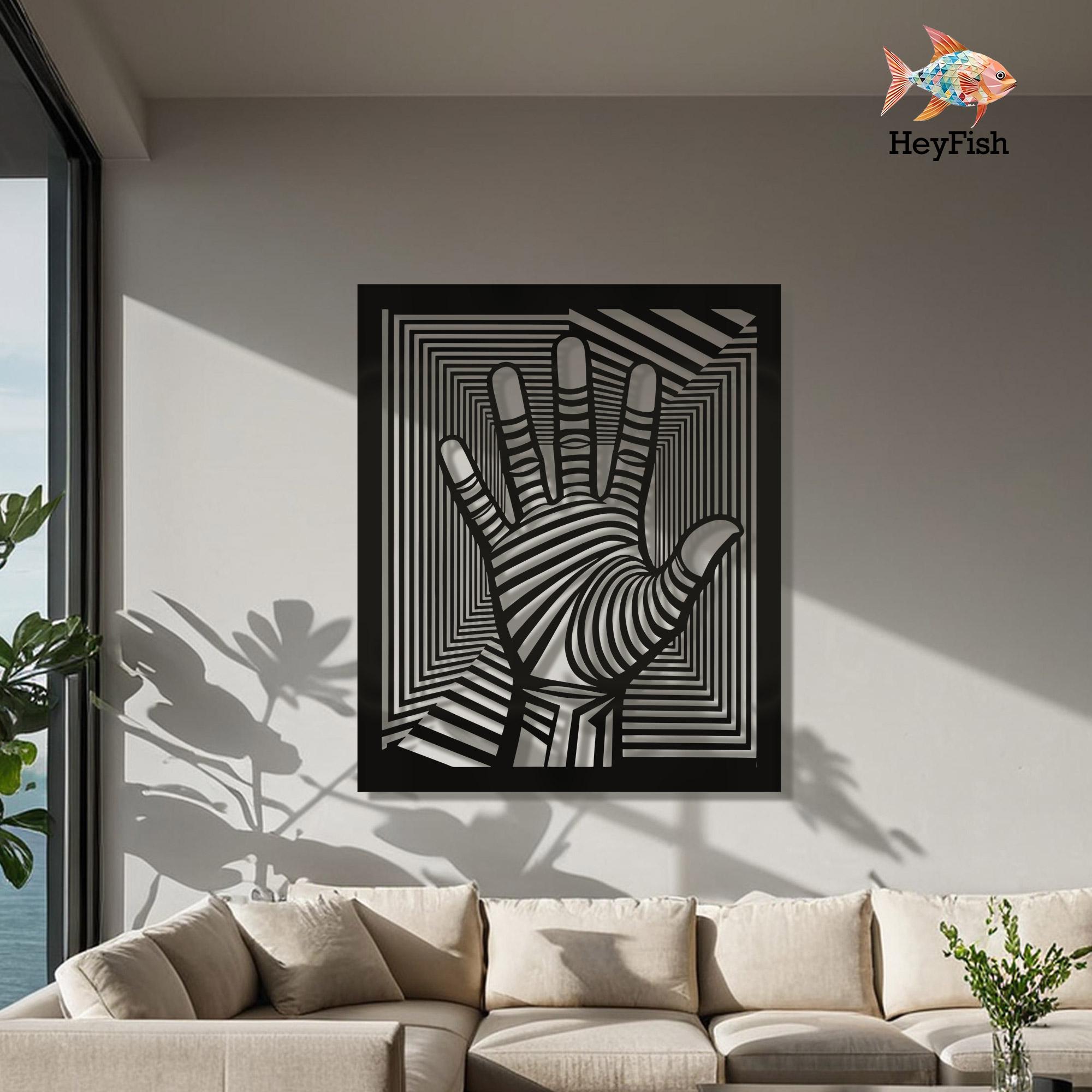 Metal Lineart Hand Wall Decor, Line Art Hanging - Etsy