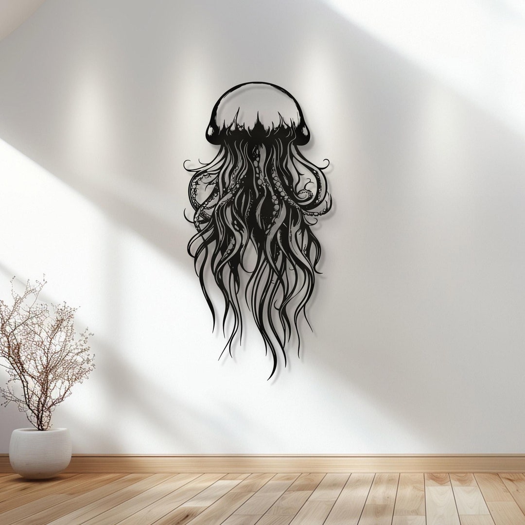Black Jellyfish Metal Wall Art, Jellyfish Metal Wall Art, Lion,marine ...