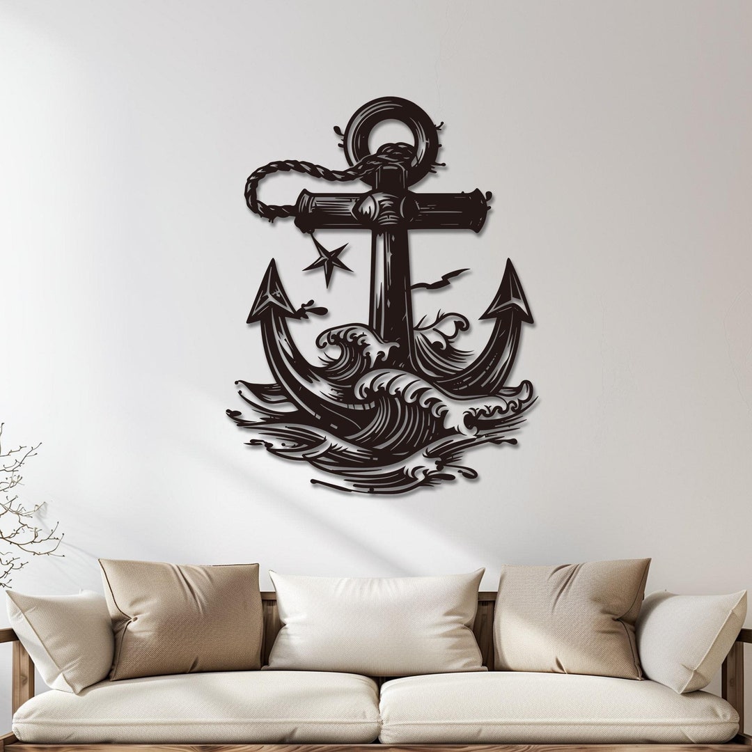 Metal Anchor Wall Art, Anchor Metal Wall Decor, Anchor Decor, Nautical ...