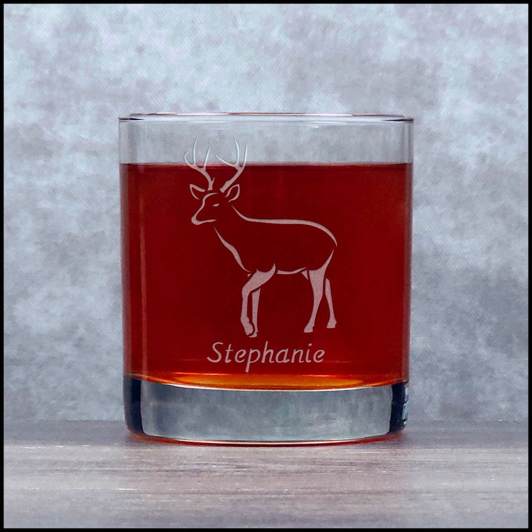 Deer Engraved 11oz Whiskey Glass - Free Personalization - Deeply Etched ...