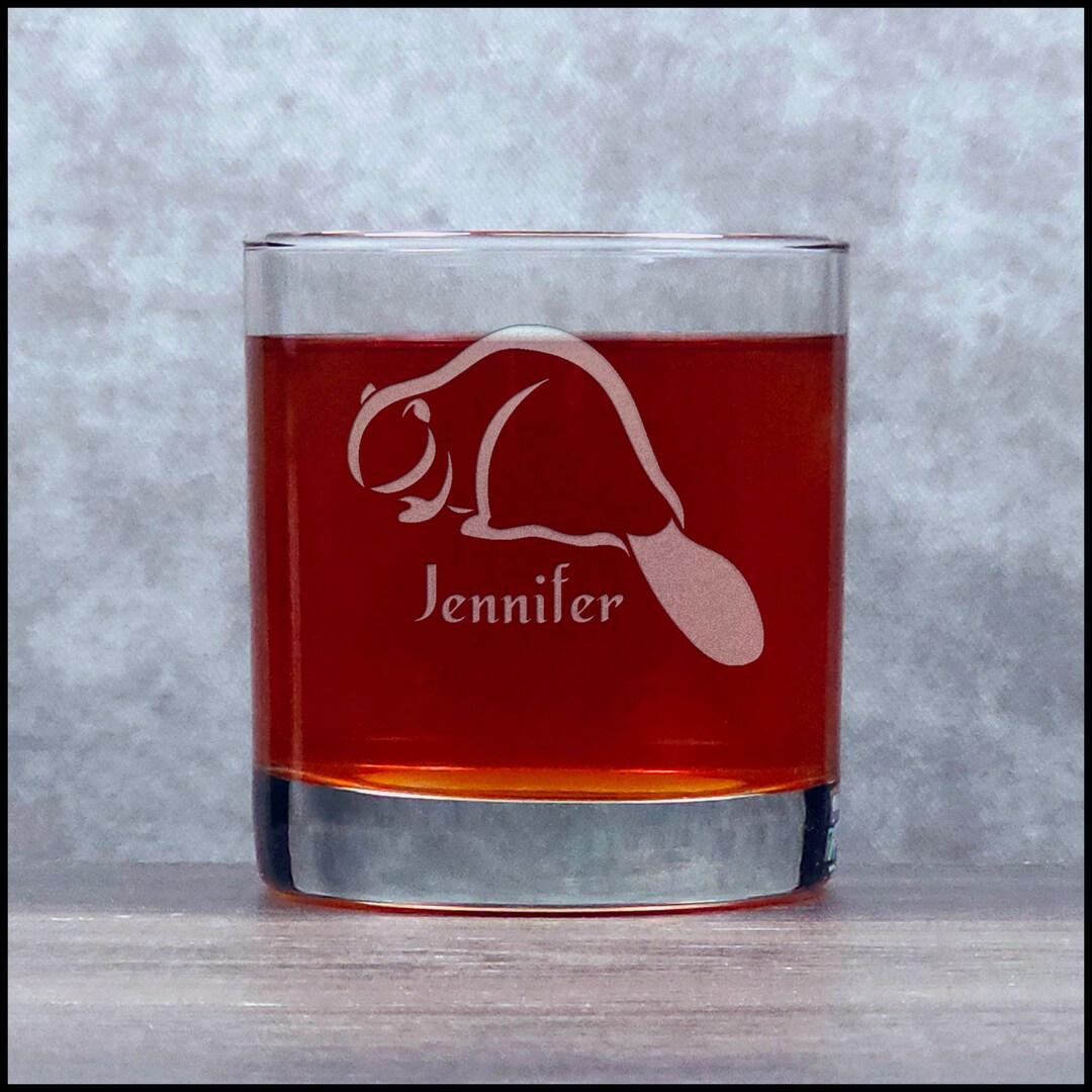 Beaver Engraved 11oz Whiskey Glass - Free Personalization - Deeply ...