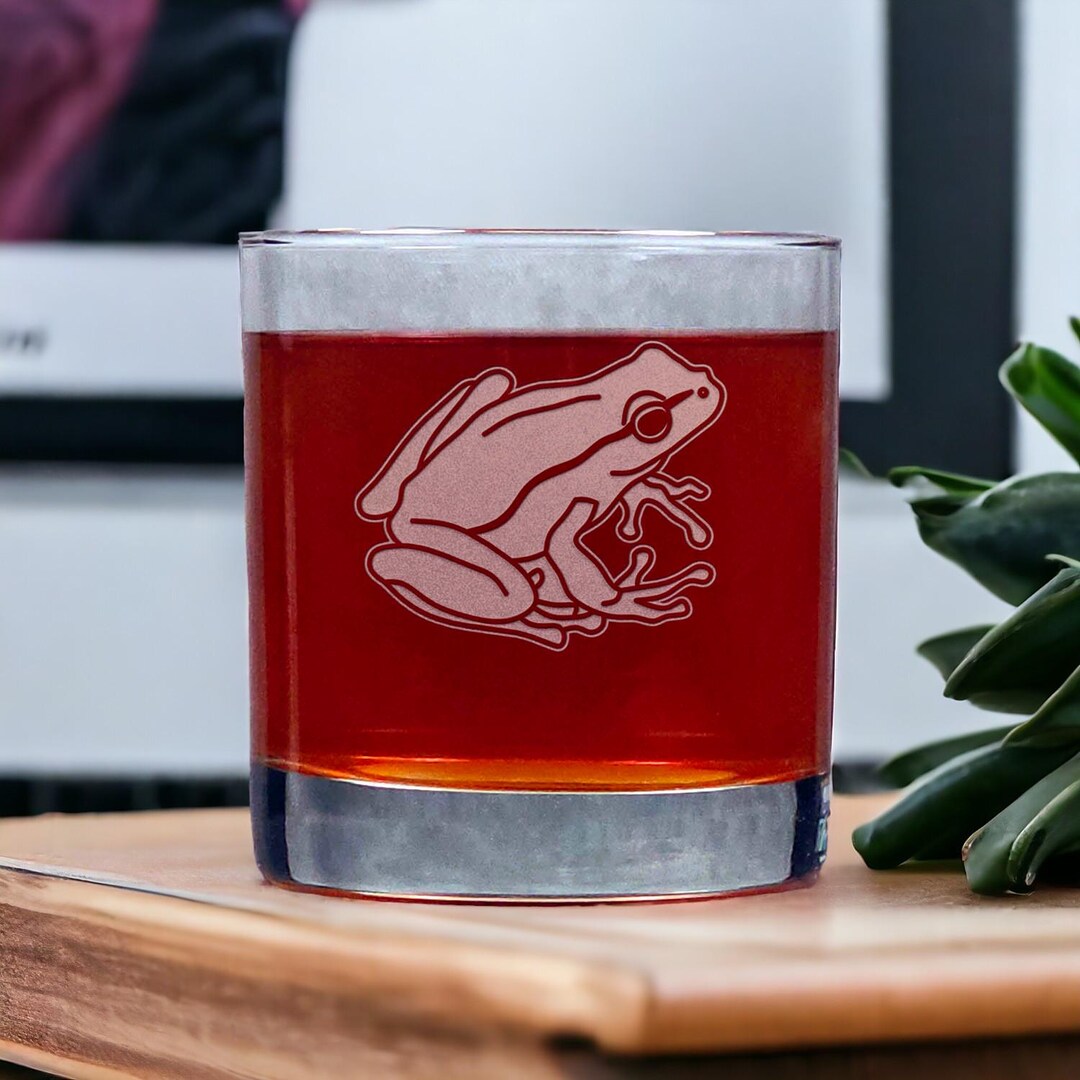 Frog Engraved 11oz Whiskey Glass - Deeply Etched Rocks Glass - Free ...