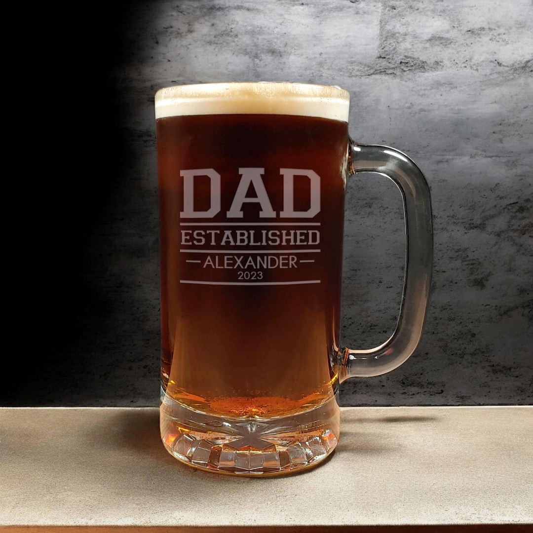 Dad Established Engraved Beer Mug - Design 4 - Free Personalization ...