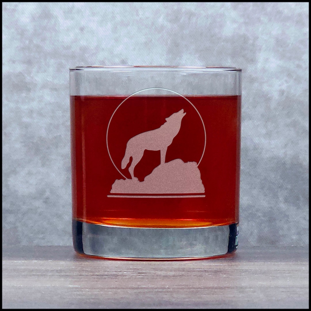 Wolf Engraved 11oz Whiskey Glass Deeply Etched Howling Wolf - Etsy