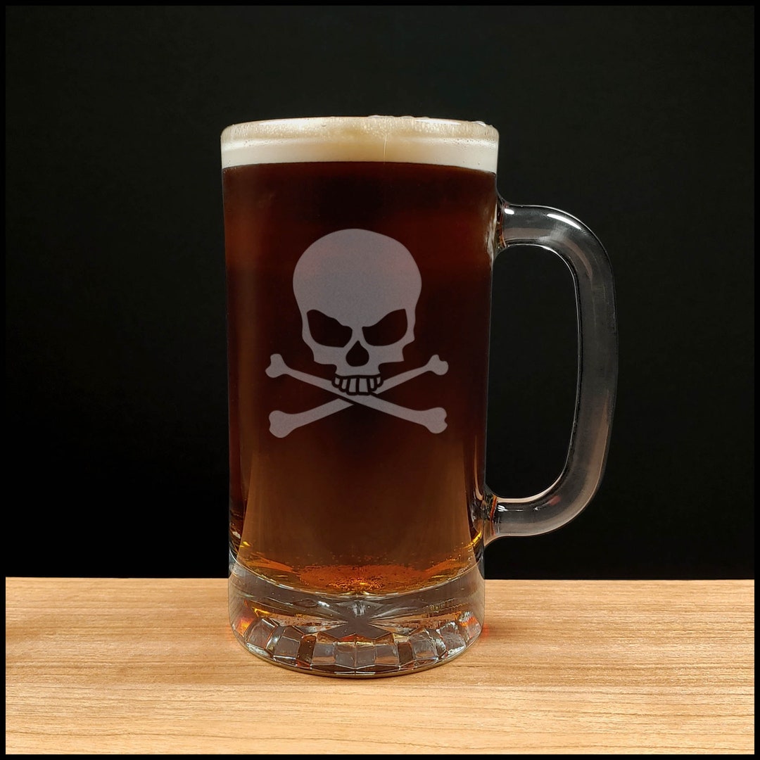 Skull and Cross Bones Beer Mug Free Personalization Skull - Etsy