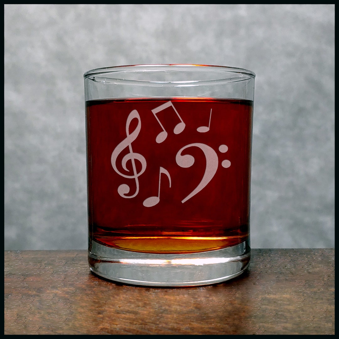 Music Notes Engraved 11.2oz Whiskey Glass - Free Personalization ...