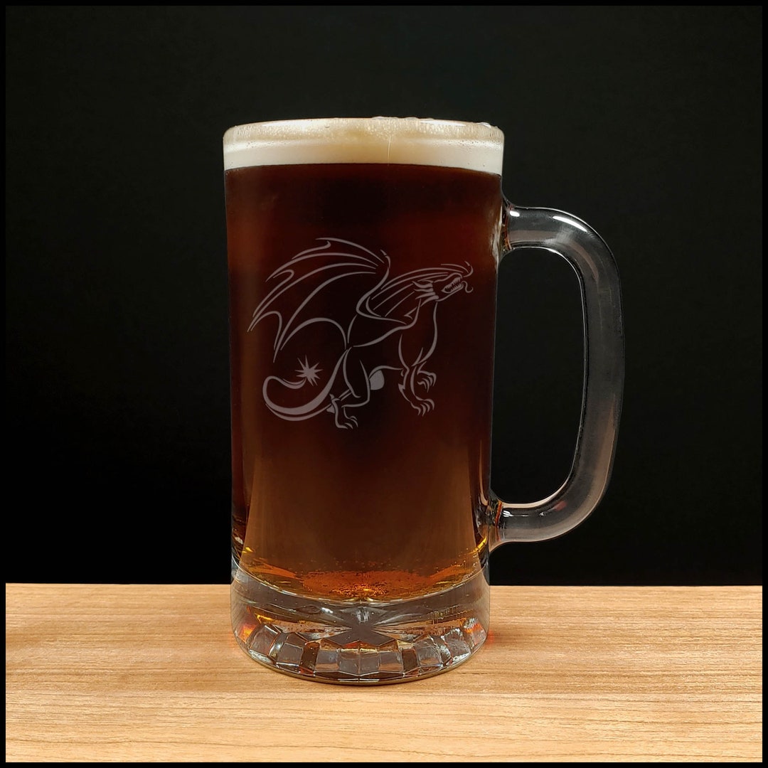 Dragon Beer Mug - Design 3 - Free Personalization - Fantasy Pint Glass ...
