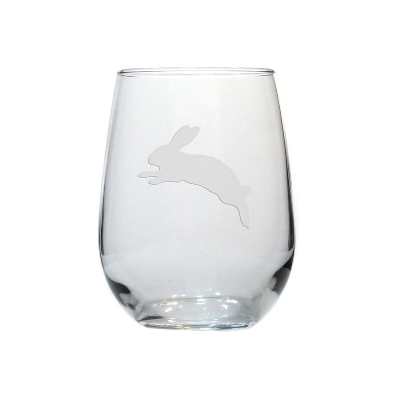 Rabbit Etched Stemless Wine Glass Design 2 Free - Etsy