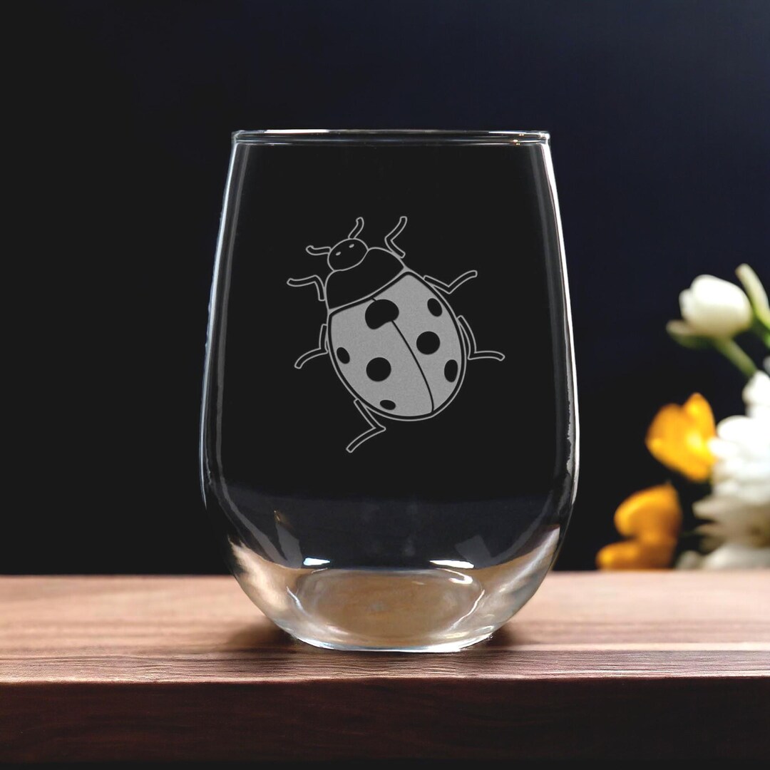 Custom Ladybug Stemless Wine Glass – Personalized Etched Gift for ...