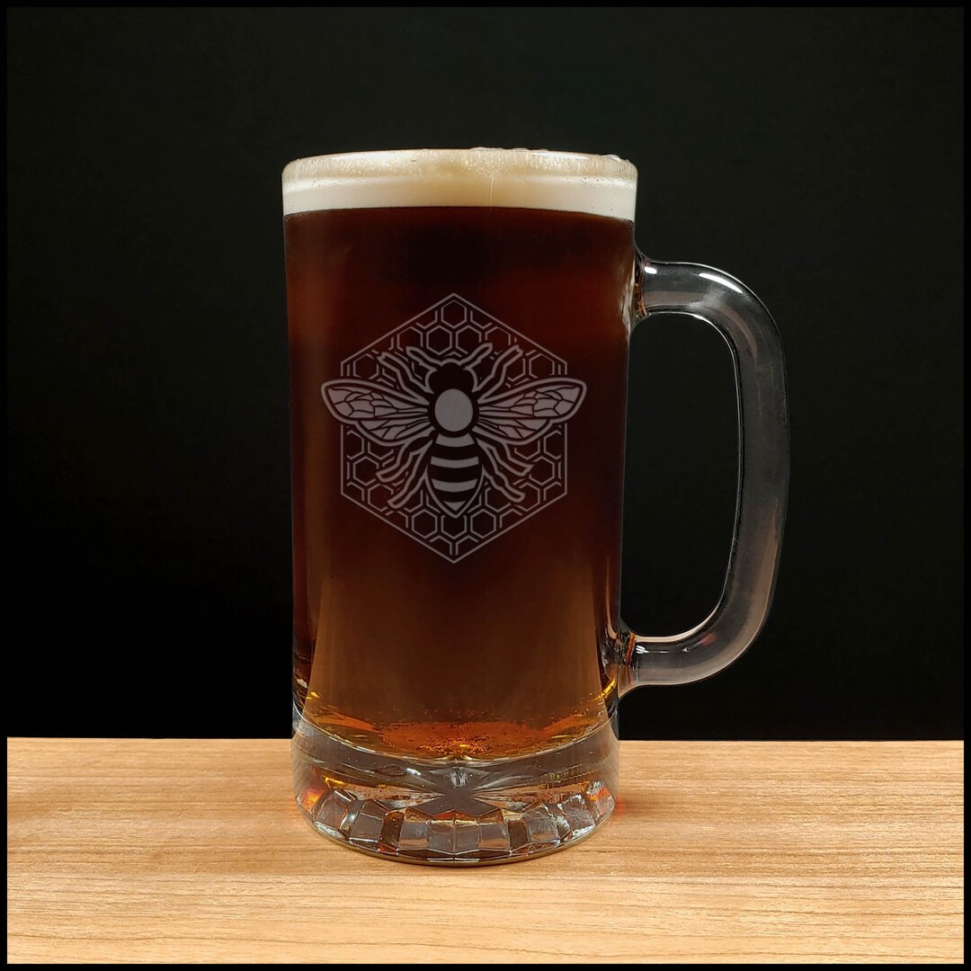 Bee With Honeycomb Beer Mug Design 2 Free Personalization - Etsy