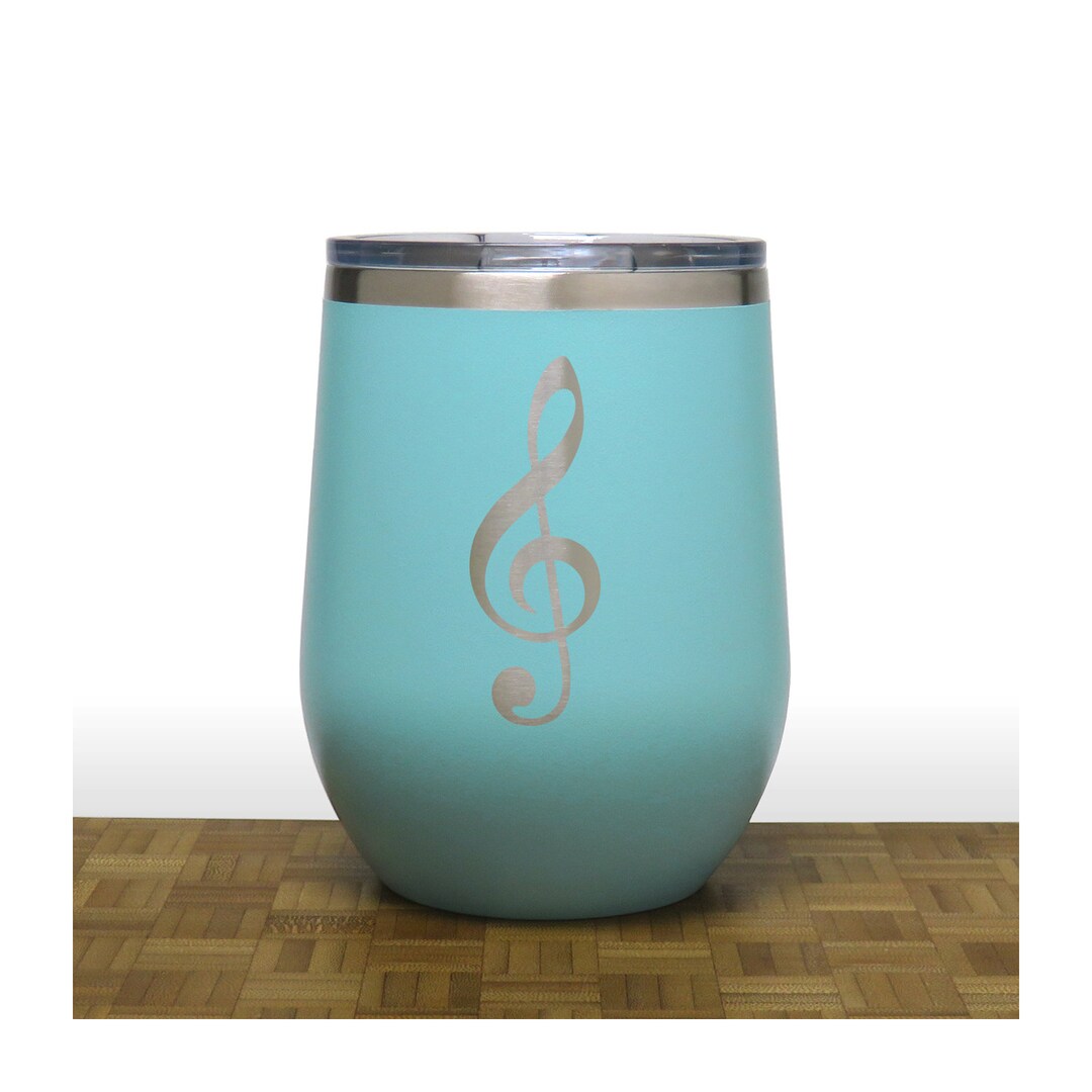 Treble Clef 12oz Engraved Insulated Stemless Wine Tumbler Personalized ...
