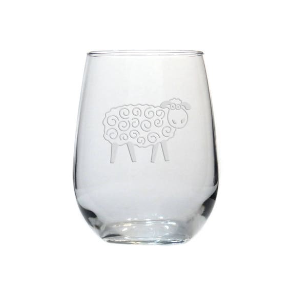 Sheep Stemless Wine Glass Cute Sheep Free Personalization - Etsy