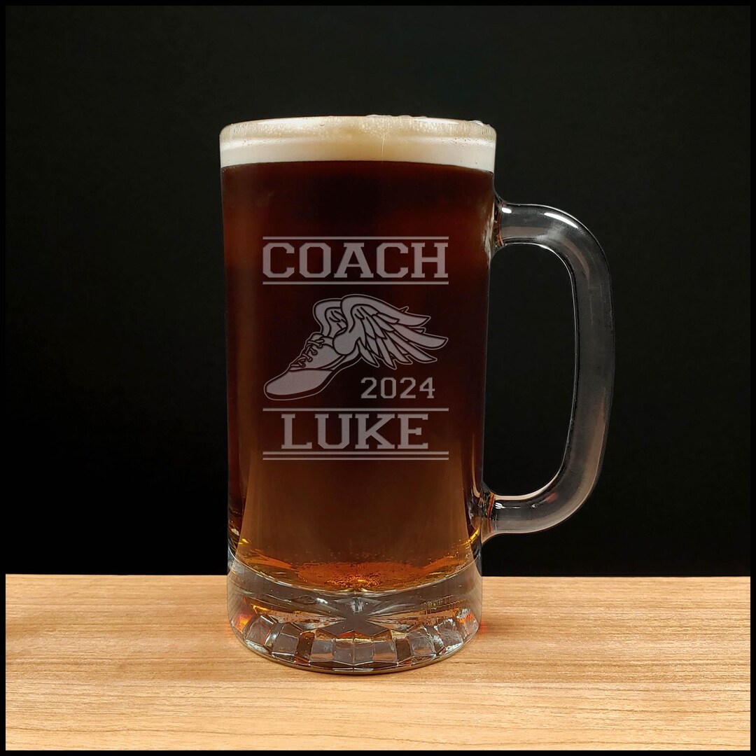 Track Coach Beer Mug - Free Personalization - Running Coach Gift ...