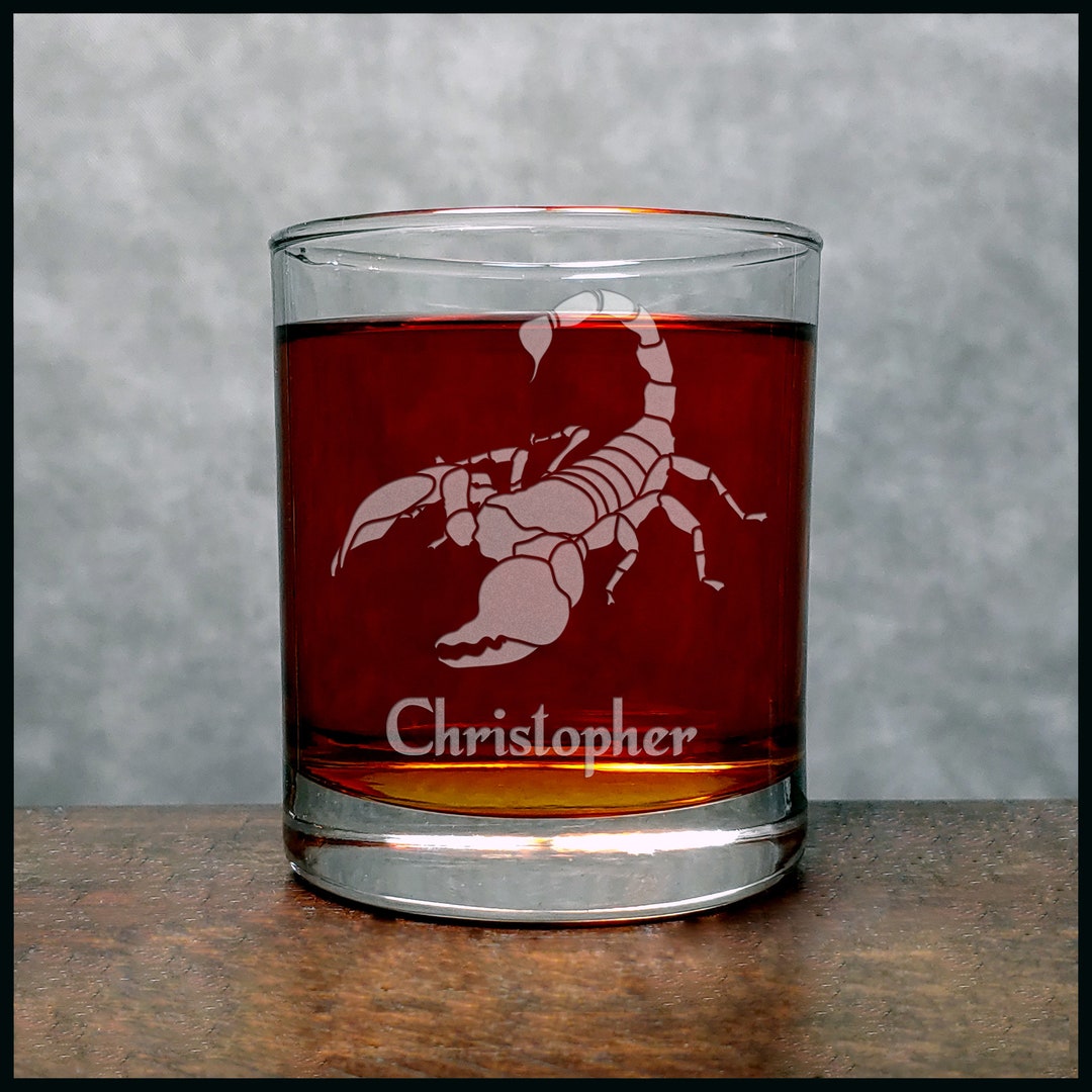 Scorpion Engraved 11.2oz Whiskey Glass - Free Personalization - Insect ...