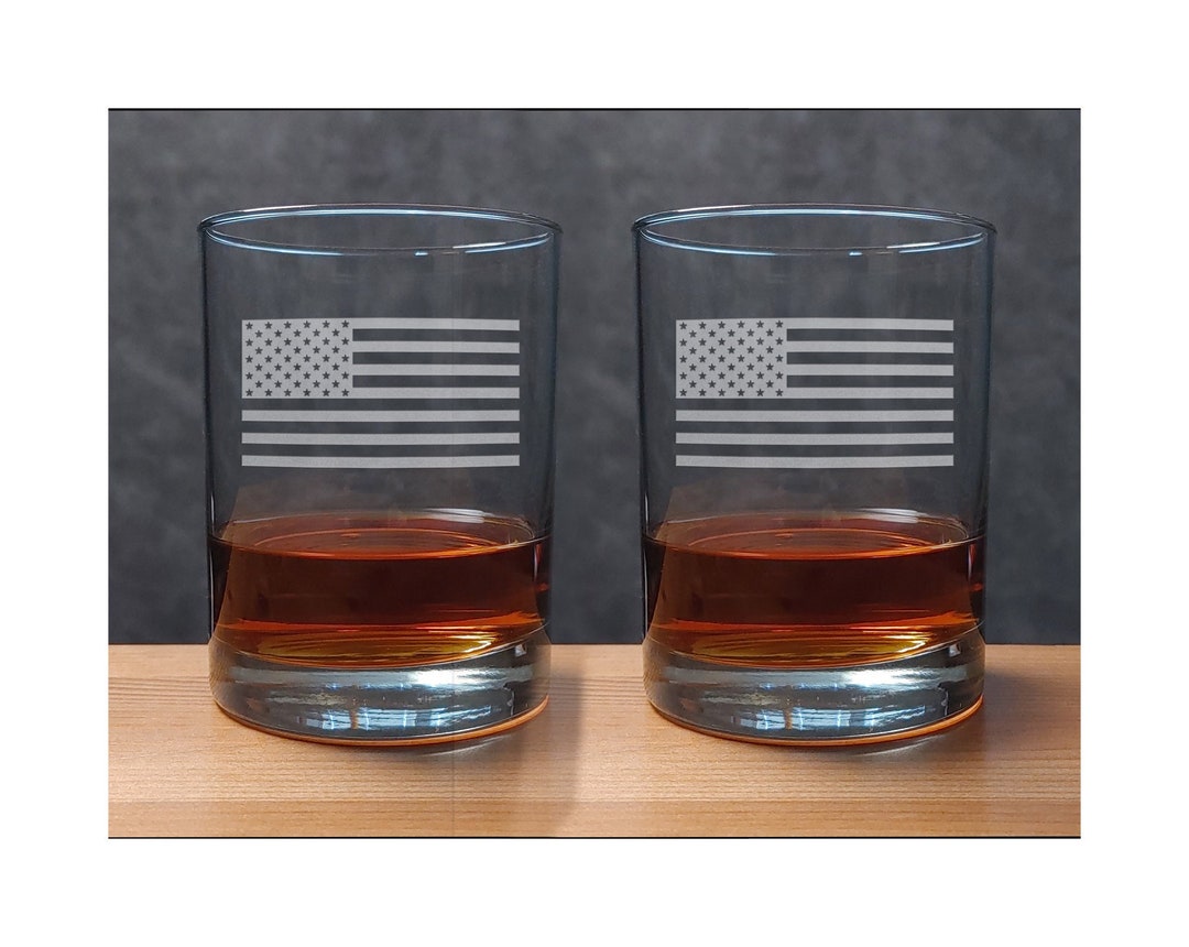 Personalized American Flag 13 Oz Whiskey Glasses – Set of 2 – Deeply ...