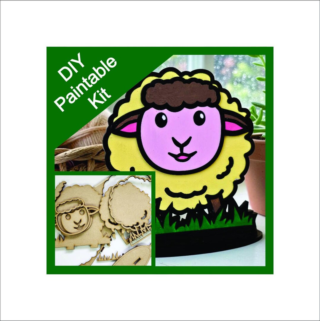 DIY Sheep Paint Kit - Laser Cut MDF Wood Craft - Sheep Shelf Sitter ...