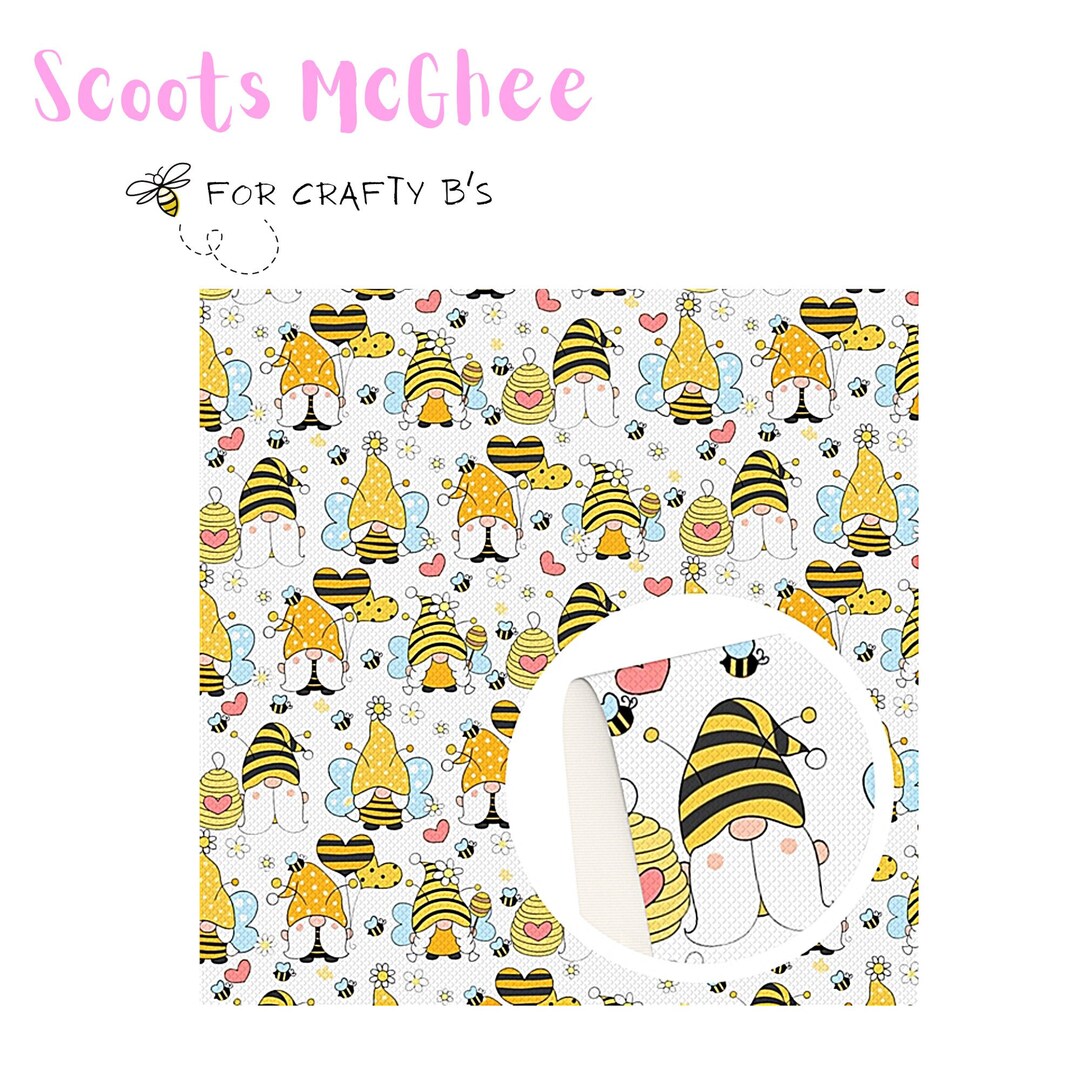 Gnome Bees Faux Leather, Crafting Leather, Spring Craft Supplies ...