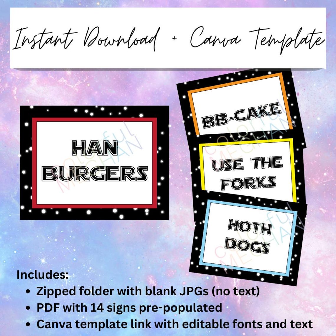 Star Wars Inspired Punny Food Signs | Pre-populated and Blank - Etsy