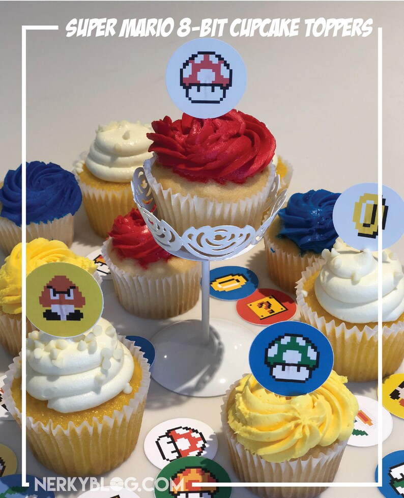 Super Mario Themed 8-bit Cupcake Toppers Instant Download - Etsy