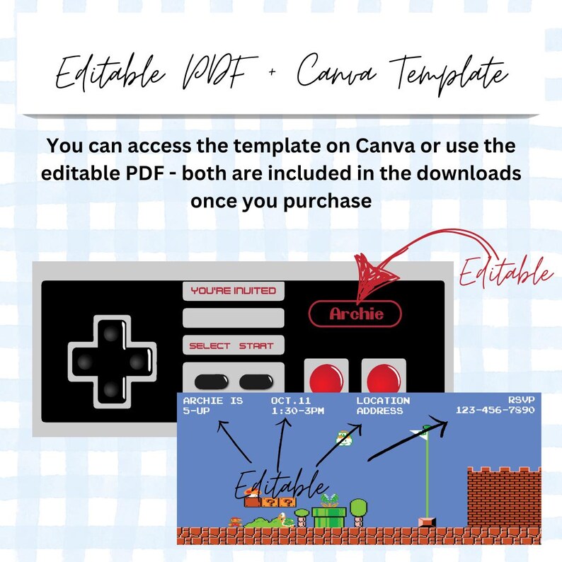 EDITABLE Nintendo Birthday Invitation | Printable Super Mario Birthday ...