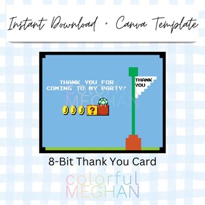 PRINTABLE Super Mario 8-bit Thank You Card | Instant Download | Canva ...