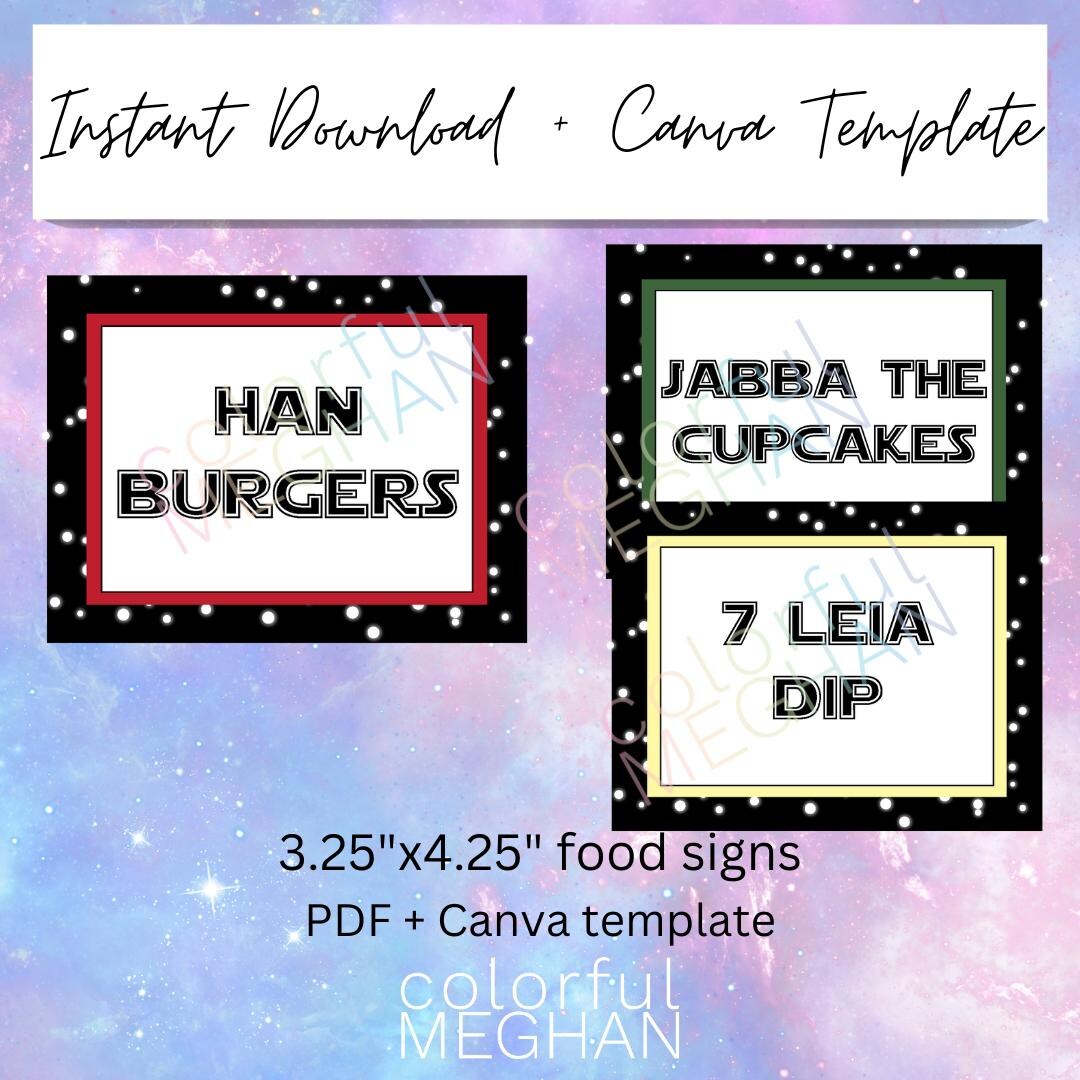 Star Wars Inspired Punny Food Signs | Pre-populated and Blank - Etsy