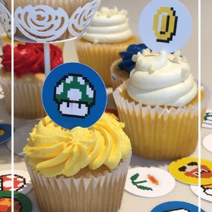 Super Mario Themed 8-bit Cupcake Toppers Instant Download - Etsy