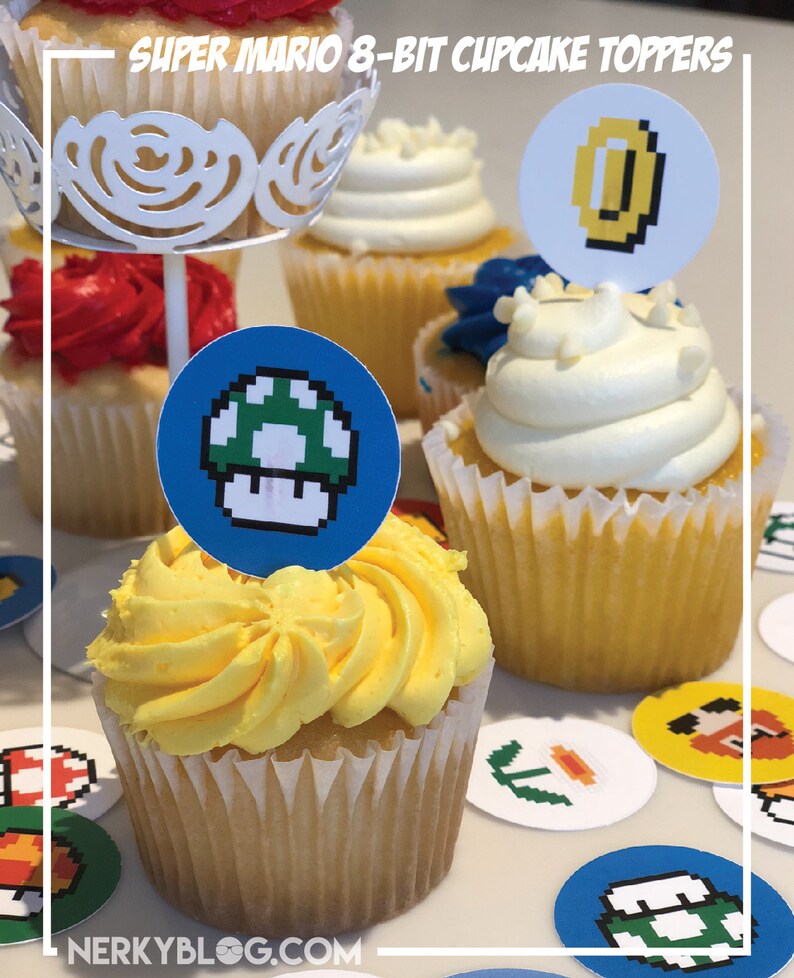 Super Mario Themed 8-bit Cupcake Toppers Instant Download - Etsy