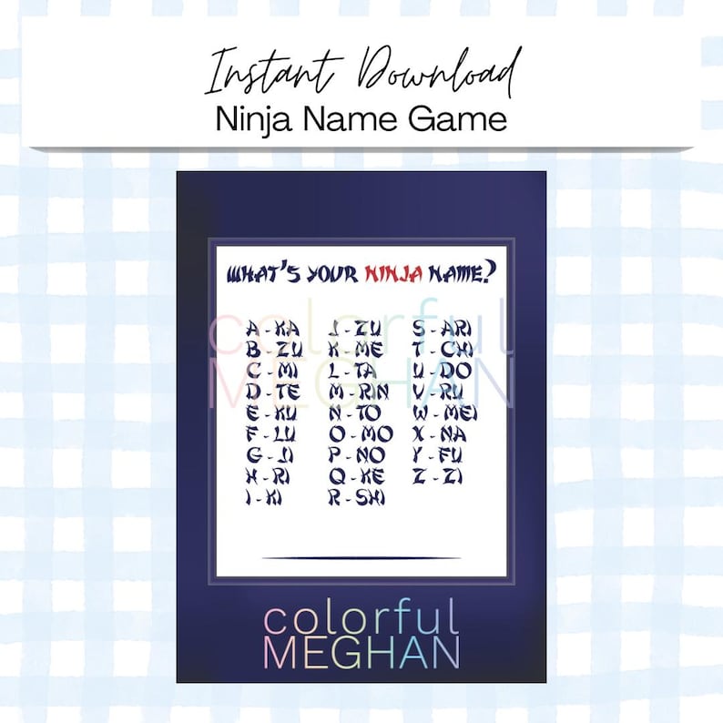 PRINTABLE Ninja Name Game - Perfect for Ninjago or Ninja Themed Party ...