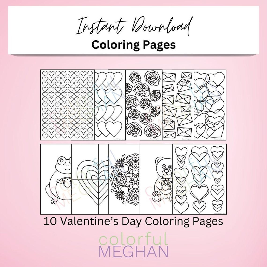 PRINTABLE Valentine's Day Coloring Pages | 10-page PDF | Instant ...