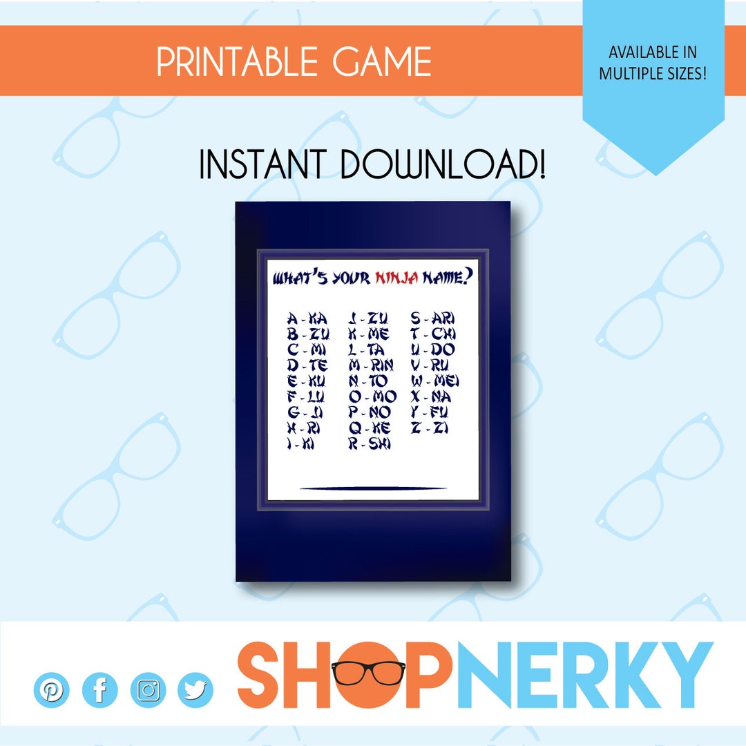 PRINTABLE Ninja Name Game Perfect for Ninjago or Ninja Themed Party - Etsy