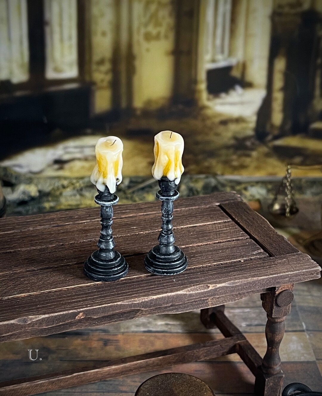 Dollhouse, Spooky, Miniature, Pedestal, Candles, Tudor, Halloween ...