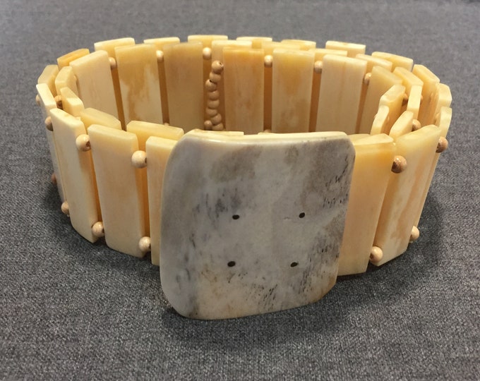 Vintage Jerry Moss Belt Hand Carved and Polished Genuine Bone and Wood ...