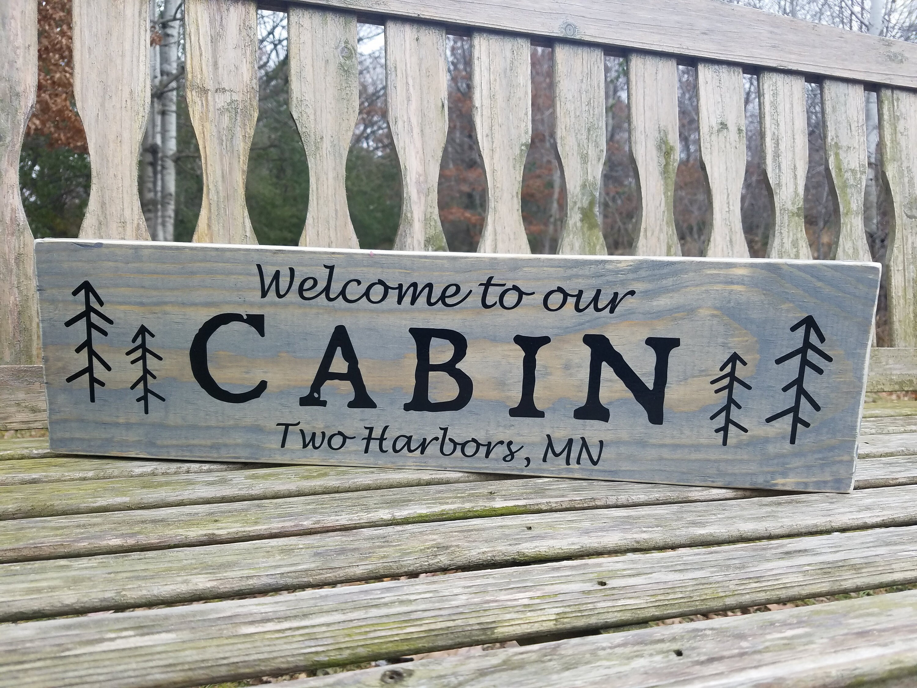 Custom Cabin Sign Cabin Location Sign Wood Cabin Sign Personalized ...