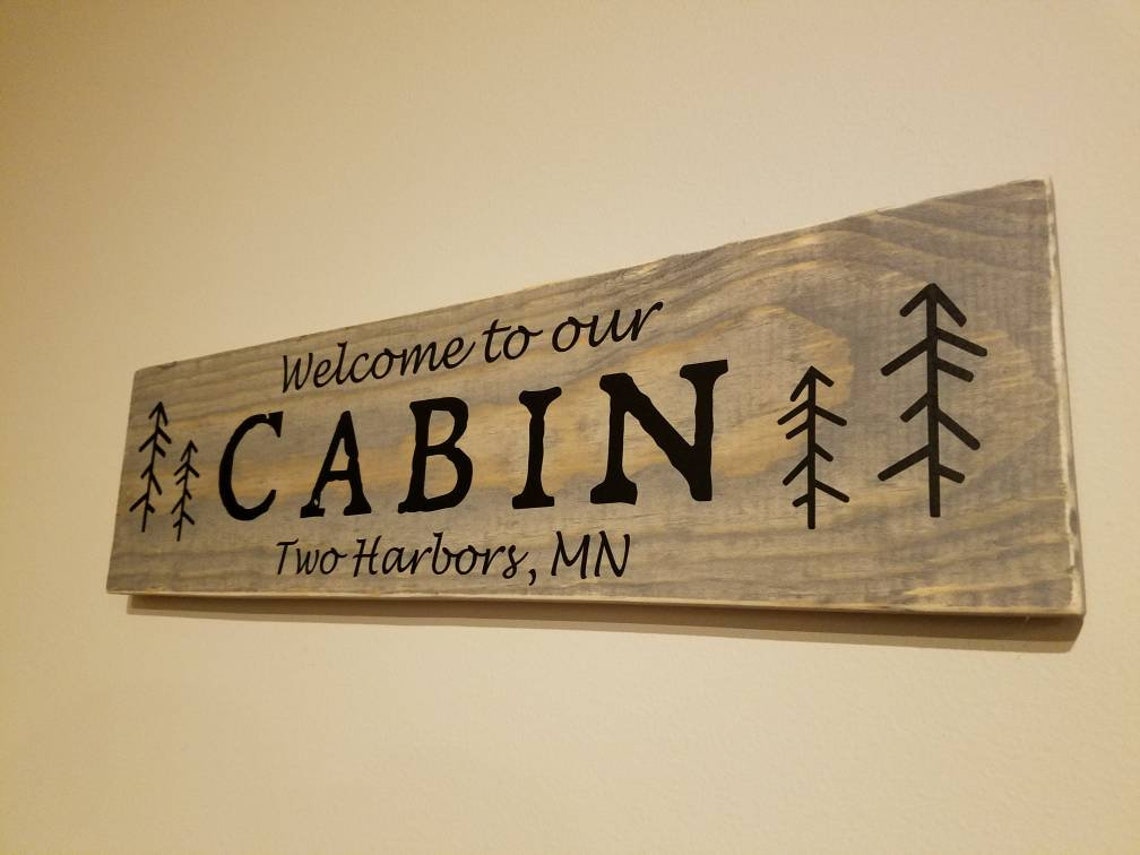 Custom Cabin Sign Cabin Location Sign Wood Cabin Sign Personalized ...