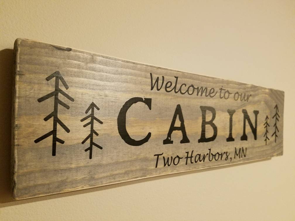 Custom Cabin Sign Cabin Location Sign Wood Cabin Sign Personalized ...