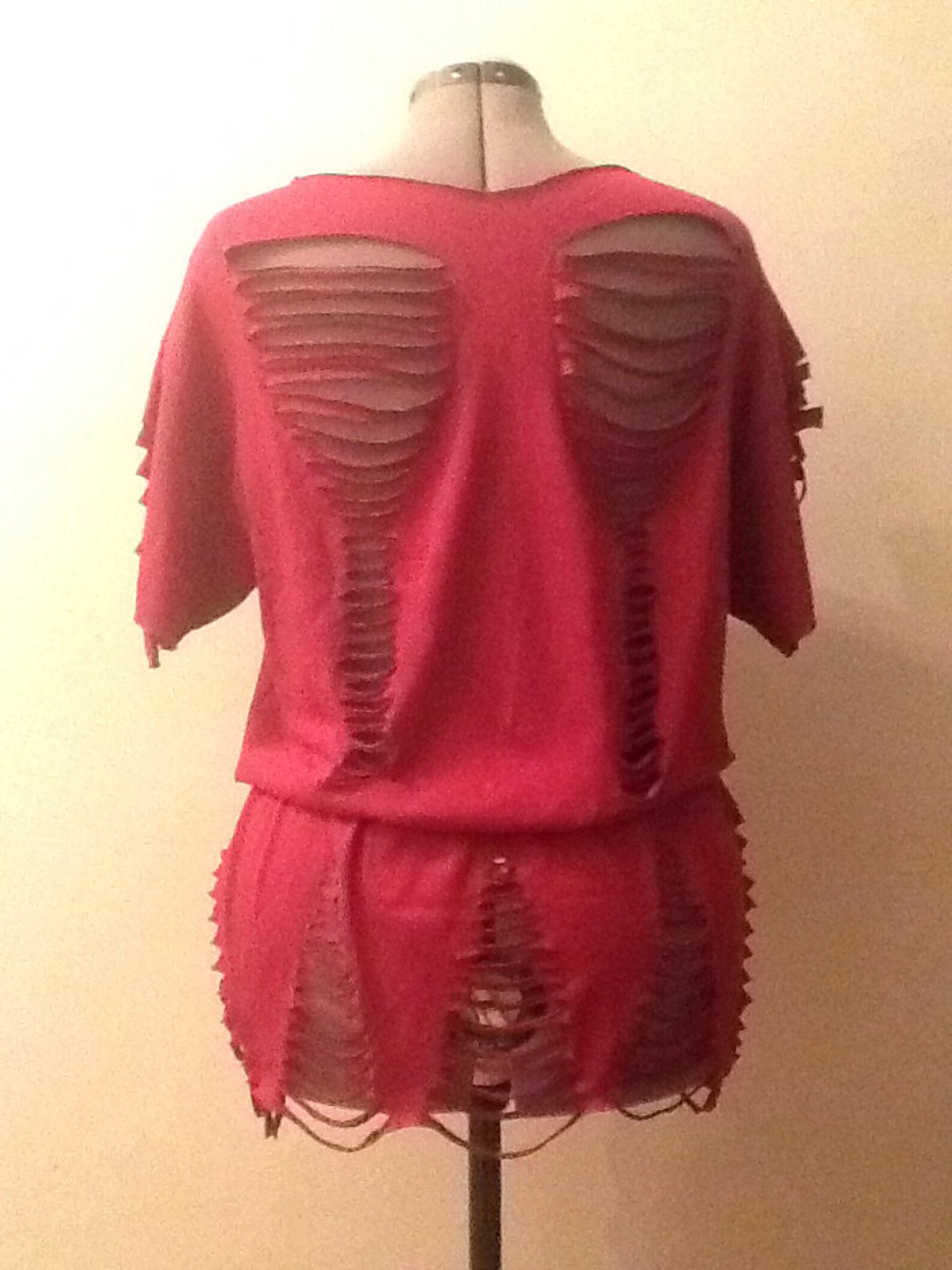 V Neck Cut up T-shirt With Drawstring Waistline - Etsy