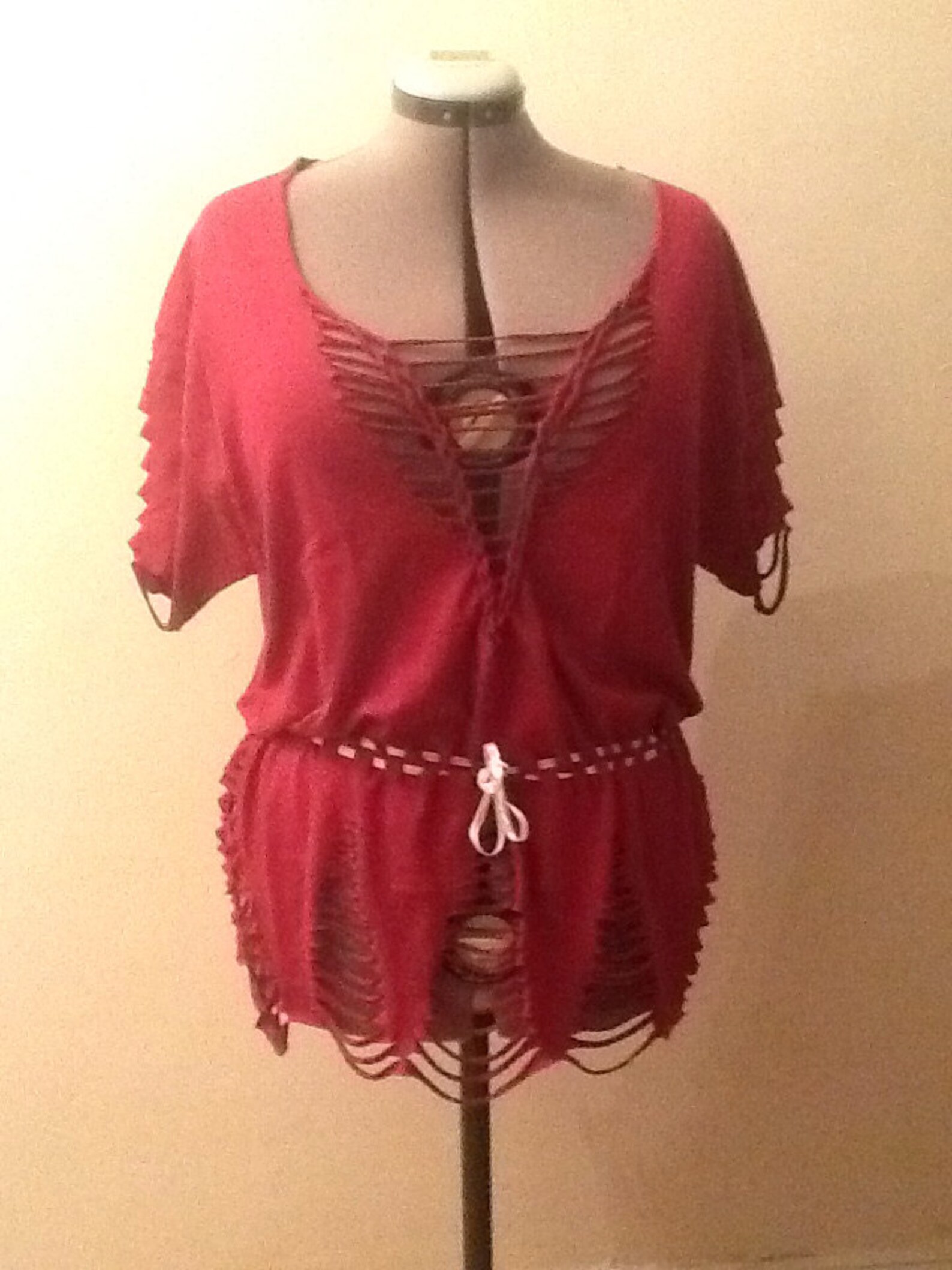 V Neck Cut up T-shirt With Drawstring Waistline - Etsy