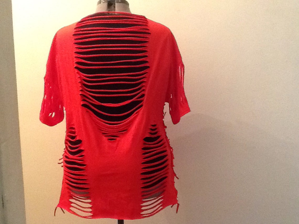 Red V Shape Cut up Shirts - Etsy