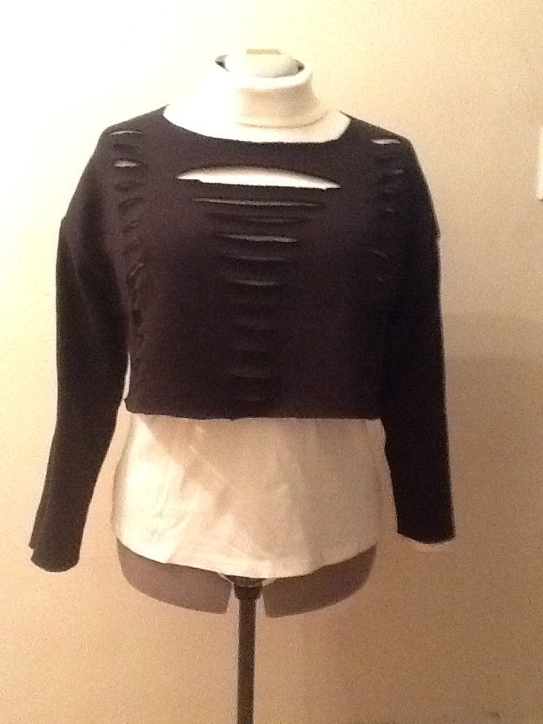 Sexy Black Midriff Cut up Sweat Shirt - Etsy