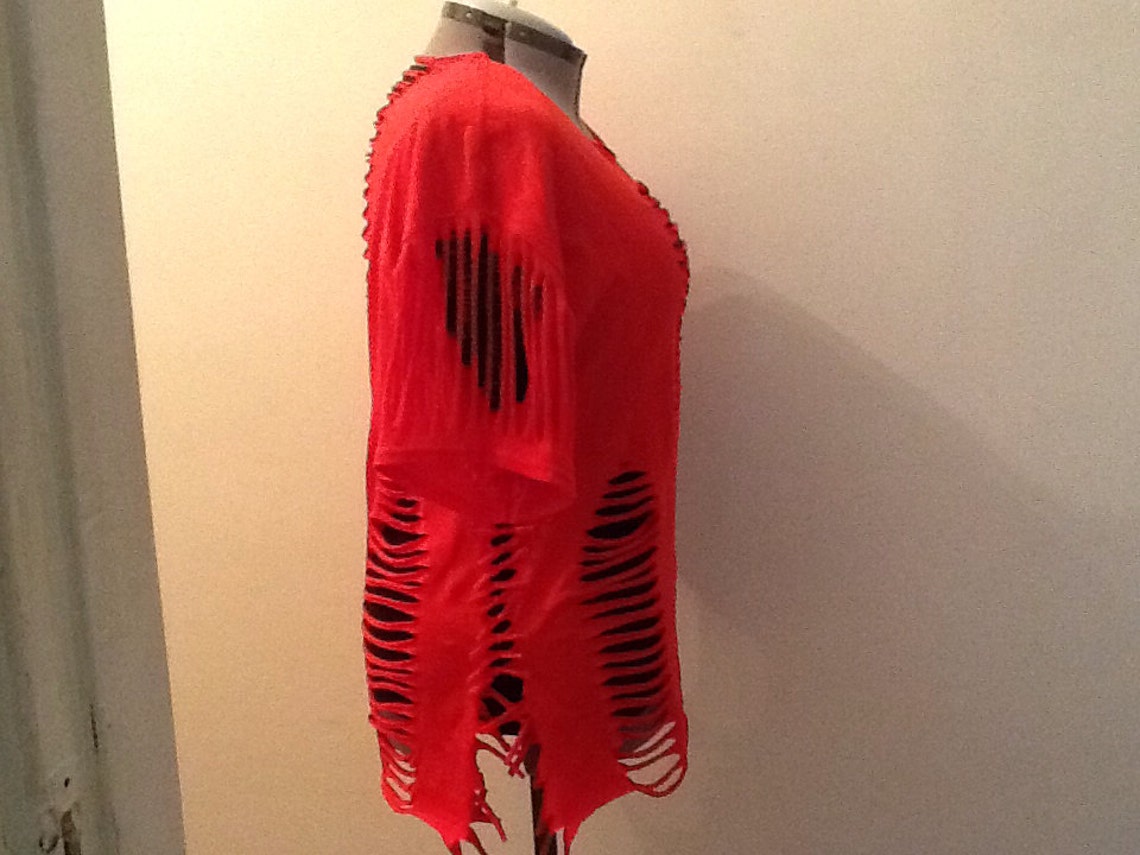 Red V Shape Cut up Shirts - Etsy