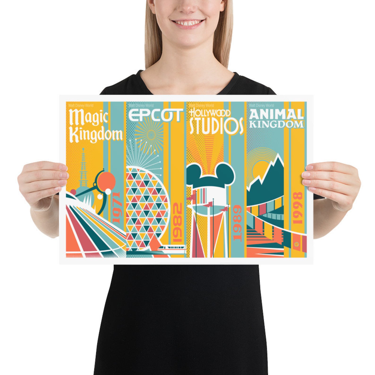 WDW Park Opening Print | Disney Print | Art Deco Modern | Magic Kingdom ...