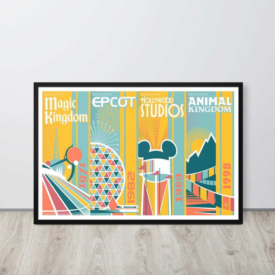 WDW Park Opening Framed Print | Disney Print | Art Deco Modern | Magic ...