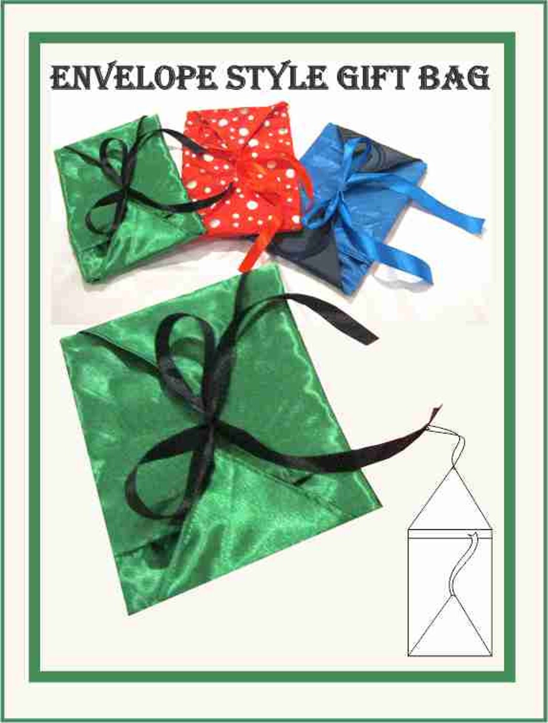 Sewing Pattern - Envelope Style Gift Bag - 4 Size Variations: A6, A5 ...