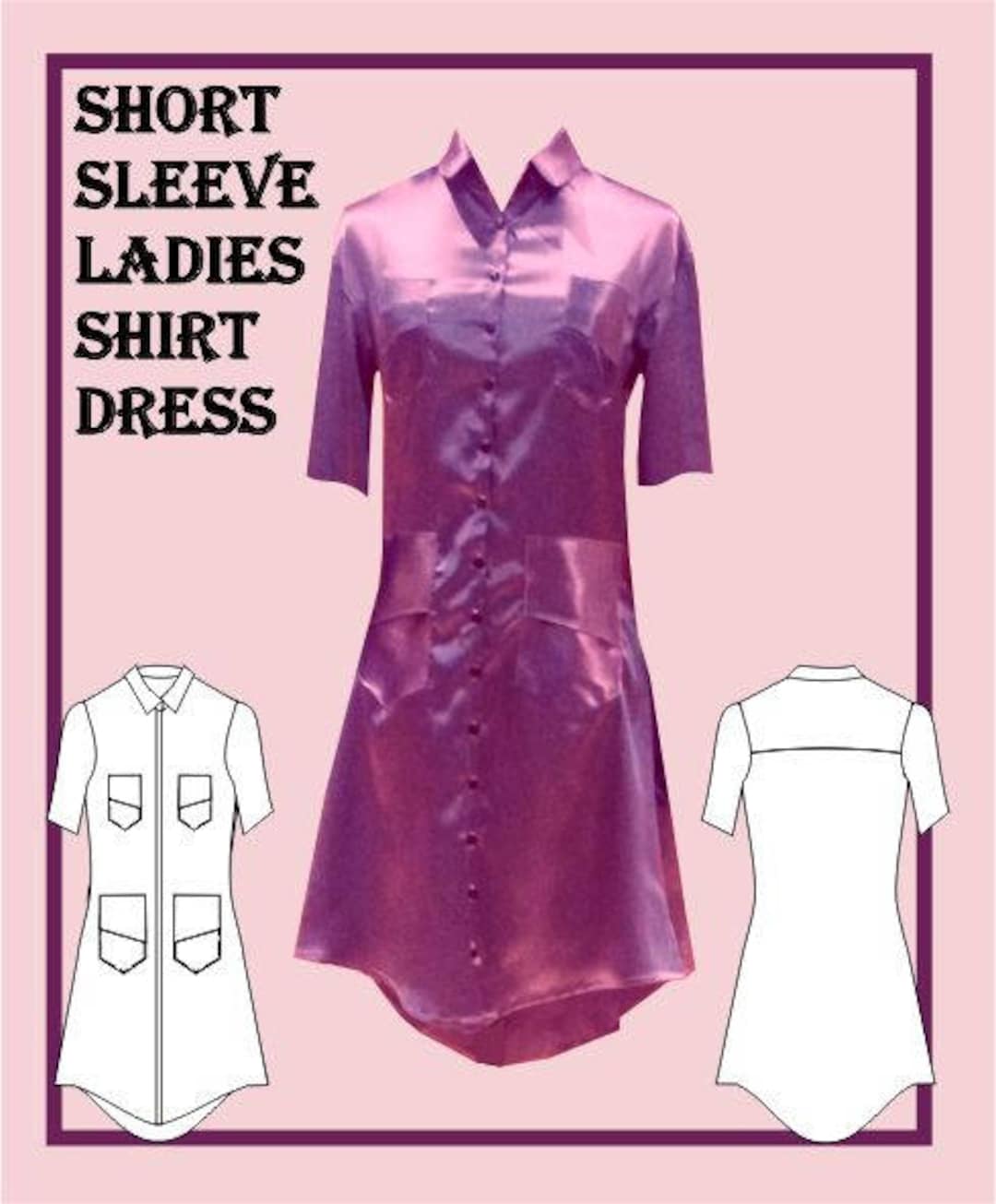 Ladies Short Sleeve Shirt Dress Sewing Pattern - Etsy