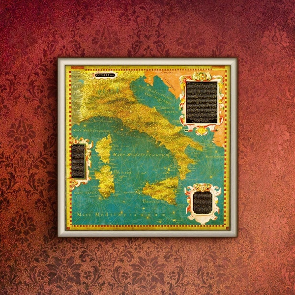 Renaissance Map of Italy - Etsy