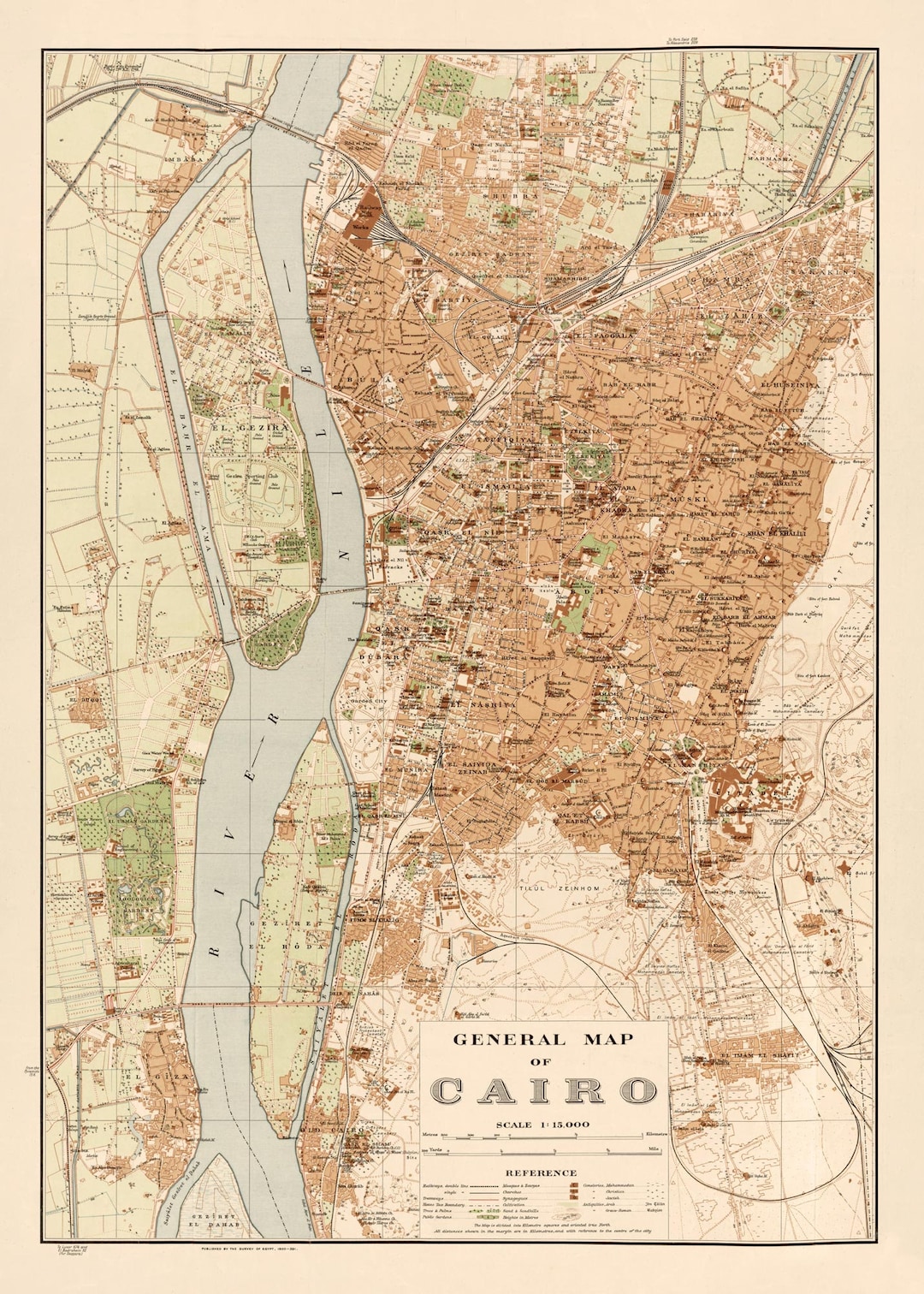 Map of Cairo, Egypt 1920 Old Cairo Map in High Resolution Prints up to ...